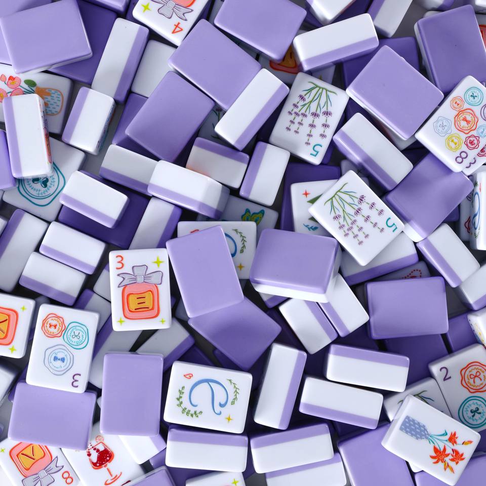 160 Purple Layered Mahjong Tiles Melamine America Mahjong Tiles Lady ...