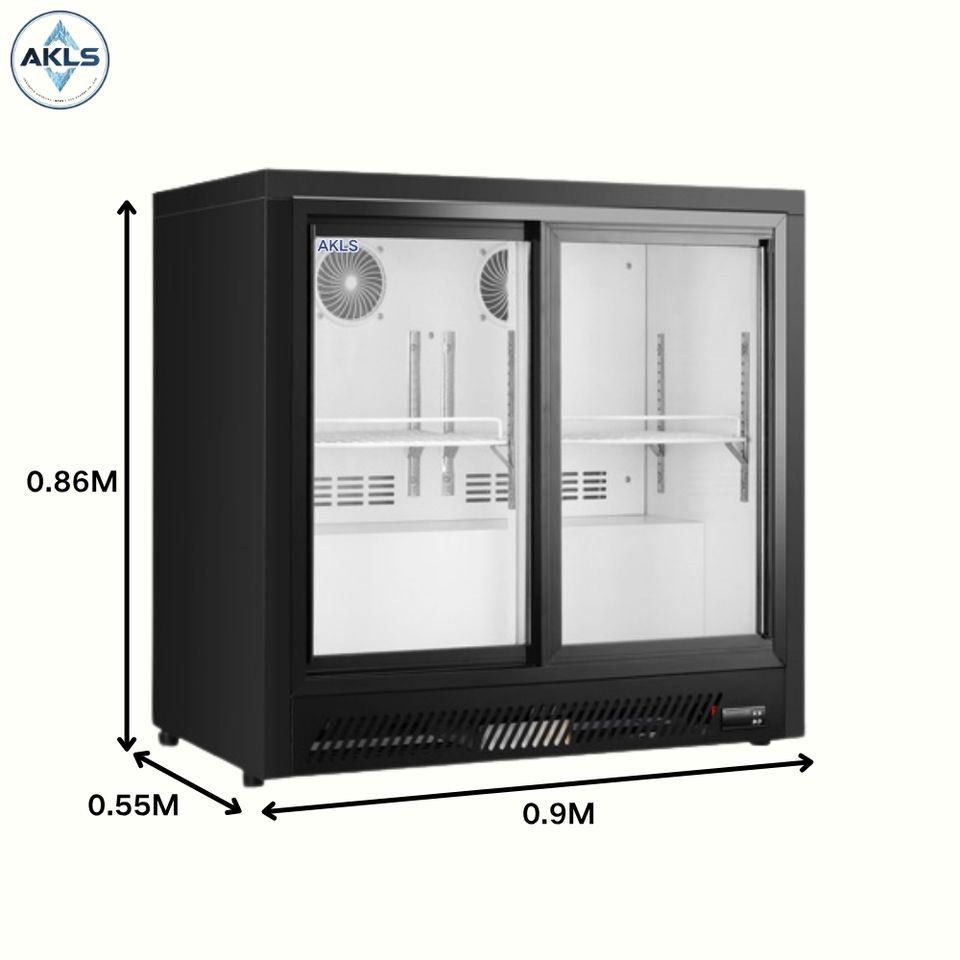 Miniature Beverage Refrigerator with Sliding Glass Double Door Beverage ...