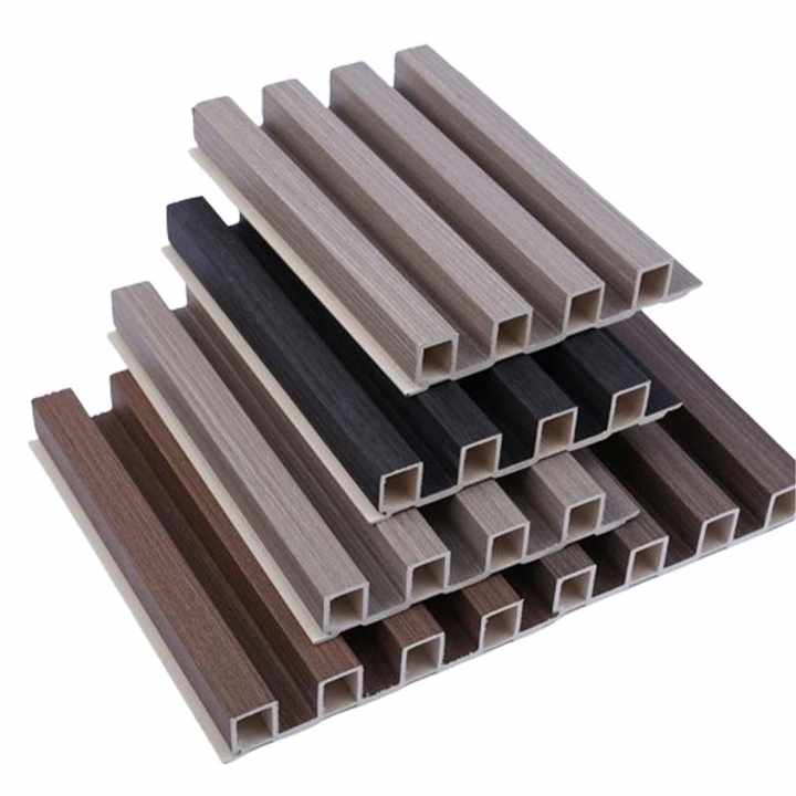 Vertical WPC Fluted Wall Panels Exterior Co Extrusion Wood Plastic Composite Slatted Wall ...