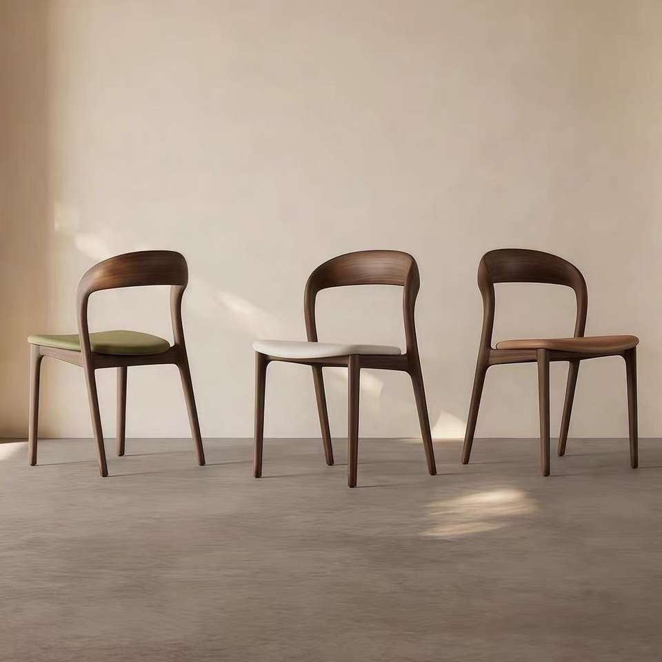 Custom Modern Restaurant Solid Wood Back Dining Chair Leather ...