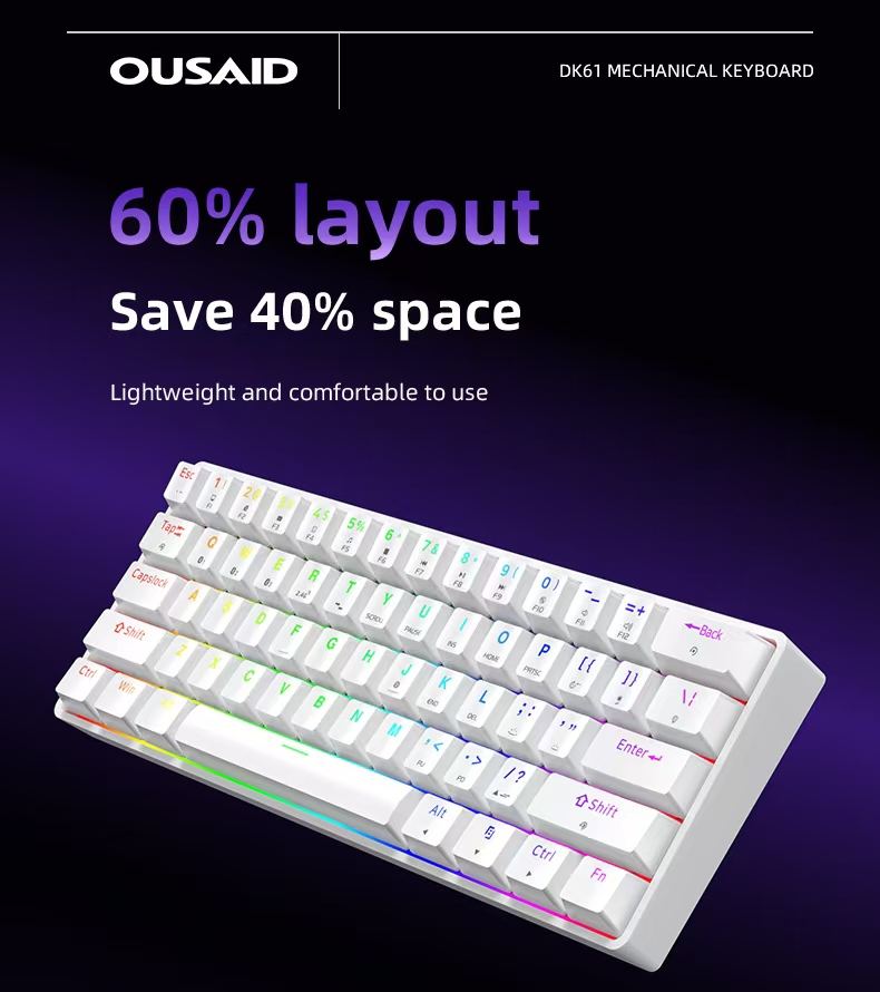 Custom Logo DK61 60% Mechanical Keyboard OEM/ ODM Injection Molded ABS ...