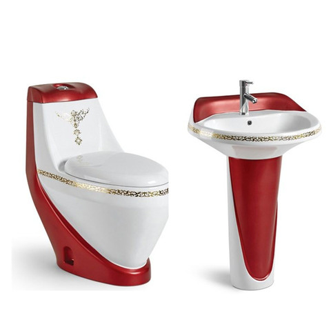 One-piece siphonic sanitary modern color red sanitary,green colored ...