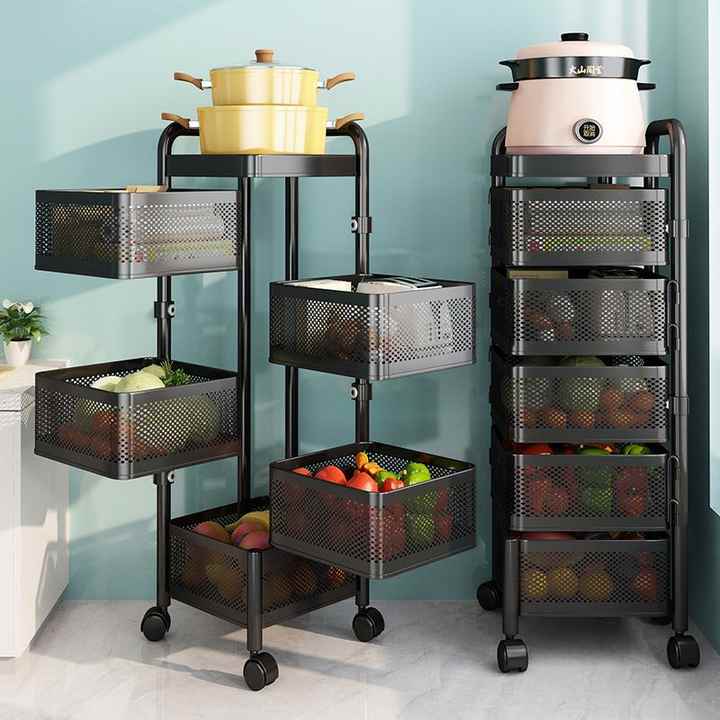 4-Tier Rotating Square Kitchen Storage Racks, Organize Household Items ...