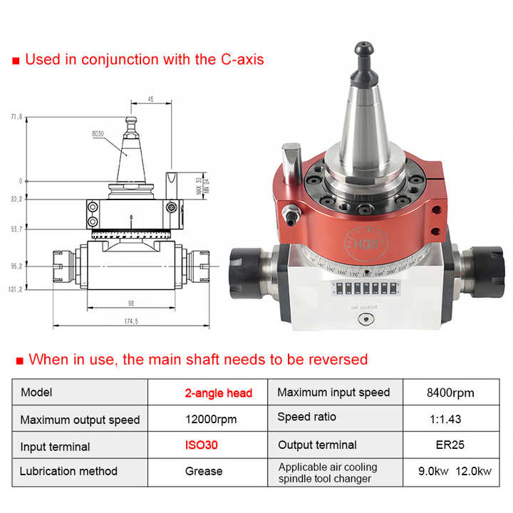 2 Angle Head HQD Right Angle Head ISO30 HSK63F Input for CNC Machining ...