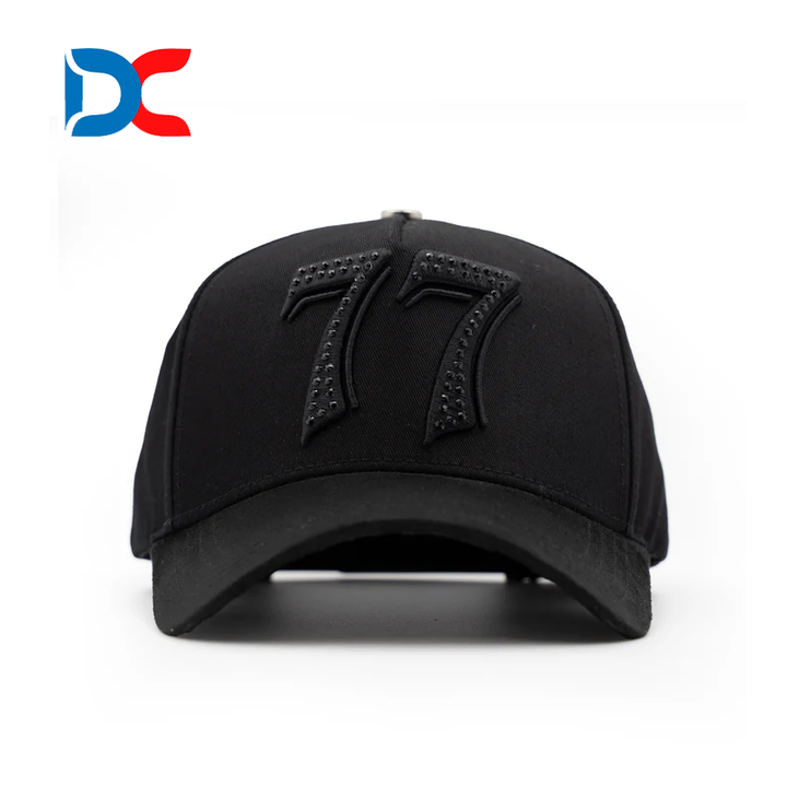 Custom Black 5 Panel Suede Baseball Caps with 3D Embroidery
