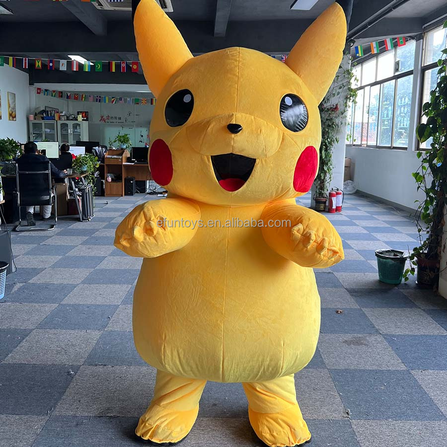 Efun MOQ 1 PCS Professional Custom Inflatable Pikachu Mascot Costume Adult Size Cartoon TV Movie Character Costume for Sale