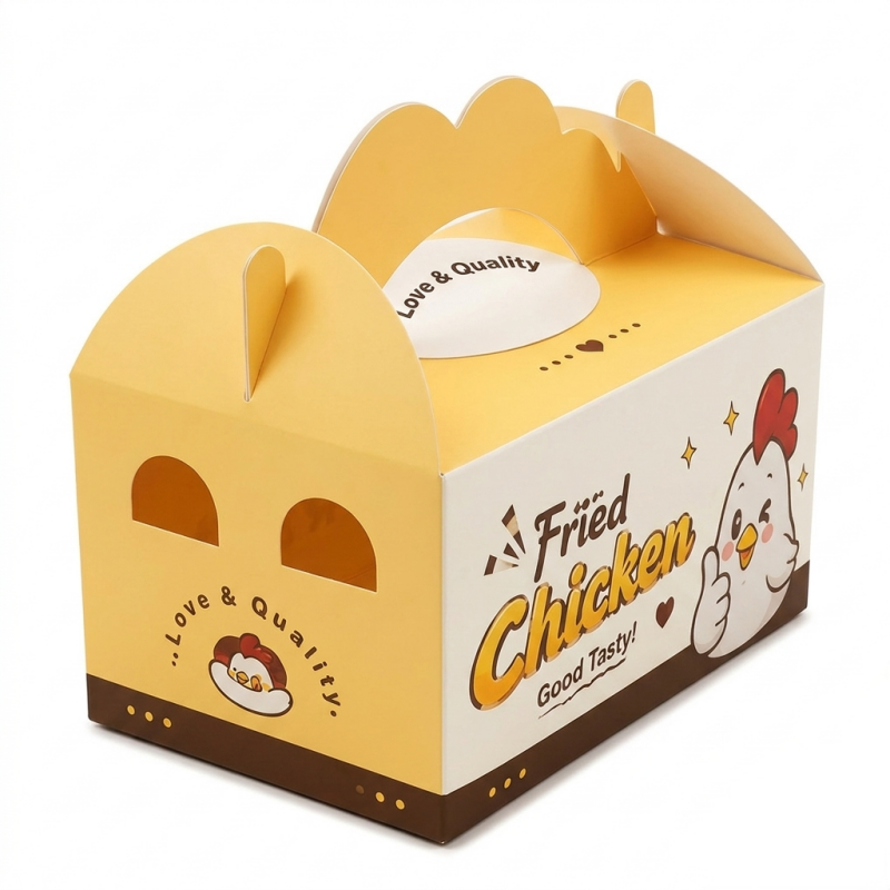 Custom Logo Disposable Kraft Paper Fried Chicken Box Takeaway Food ...