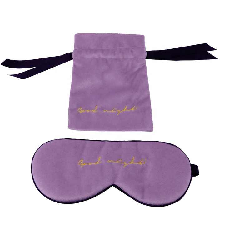 Wholesale Custom Logo Luxury Travel Eyemask Velvet Silk