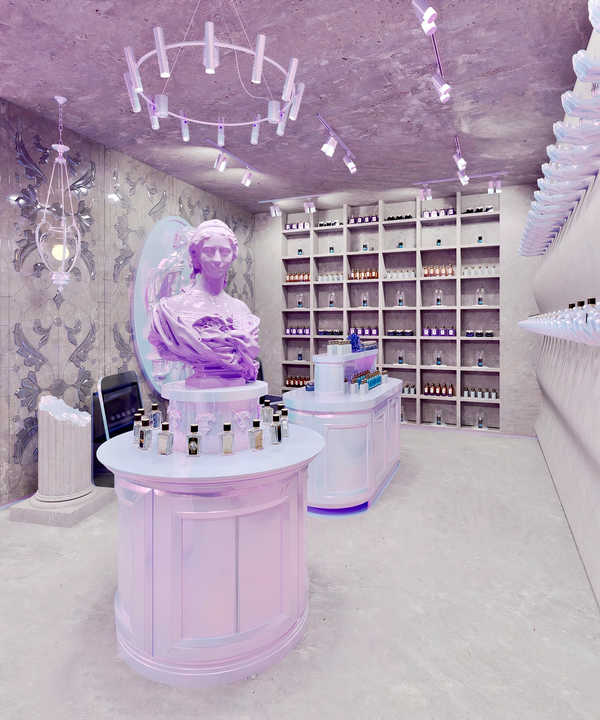 Custom Modern Cosmetics Store Interior Decor LED Lighting Glass Cabinet ...