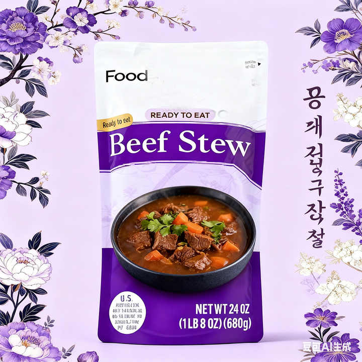 Custom Retort Pouch Aluminum Flat Bag 3 Side Seal Beef Stew Pouch ...