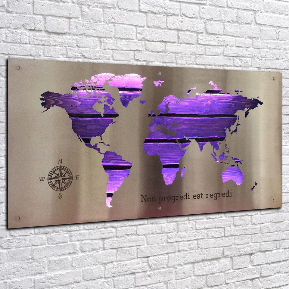 Illuminate Your Space with Customizable LED Metal World Map Wall Art ...