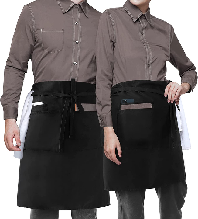 Perfect Bags Server Waitress Apron Black Half Bistro Apron With Pocket ...