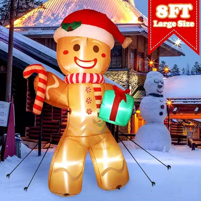 Giant Christmas Decoration Inflatable Gingerbread Man Model with LED ...