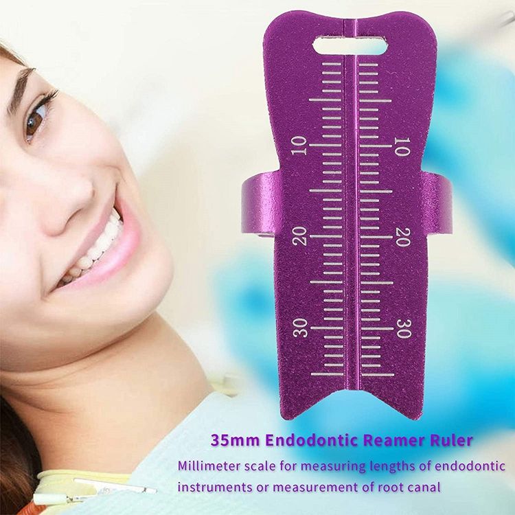 35mm Aluminium Endodontic Endo Gauge Finger Ruler Dental Measure Scale ...