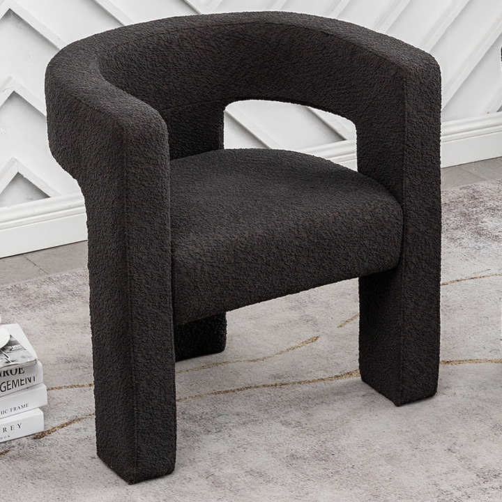Modern Stylish U Shape Backrest Wide Seat Boucle Fabric Upholstered ...