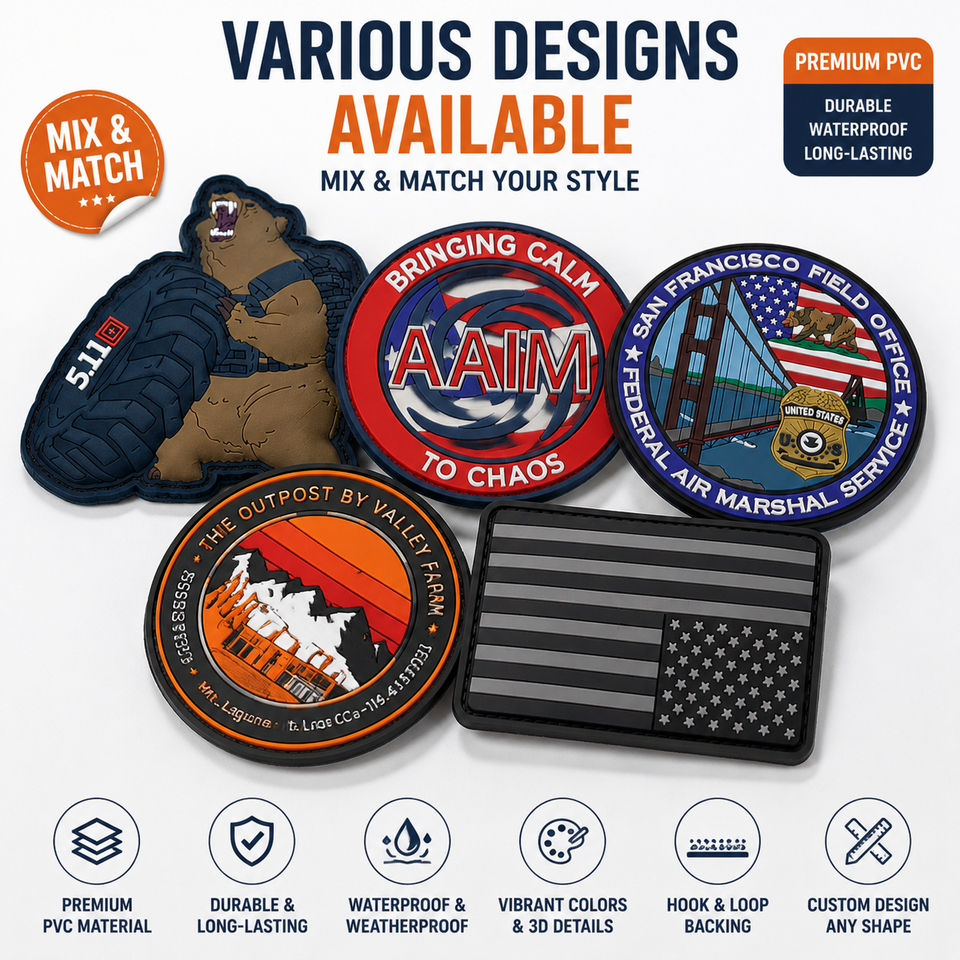 Durable PVC Patch - American Flag Design, Tactical Sew-On & Iron-On ...