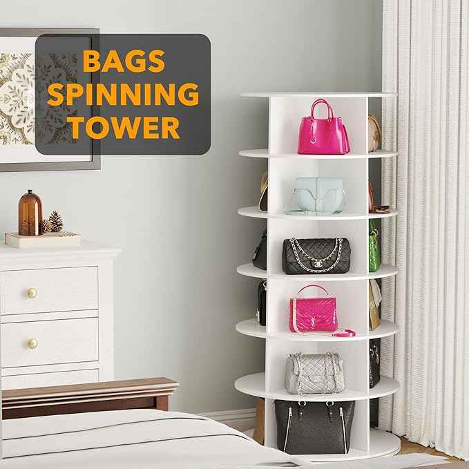 6 Tier Rotating Shoe Rack Tower Spinning Shoe Display Revolving 360 ...