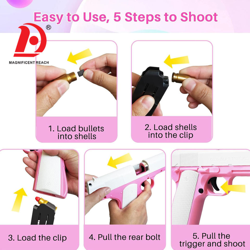 HUADA 1911 Shell Ejecting Toy Gun - Plastic Soft Bullet Dart Blaster ...