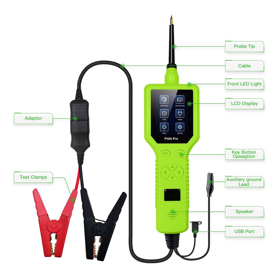 For P100 Pro Automotive Battery Tester Circuit Diagnostic Tool 5-30V 2 ...