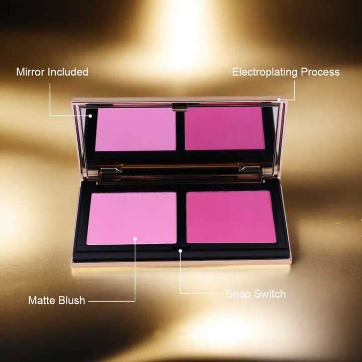 Two Tone Pigmented Pressed Powder Blush Palette Luxury Long-Lasting ...