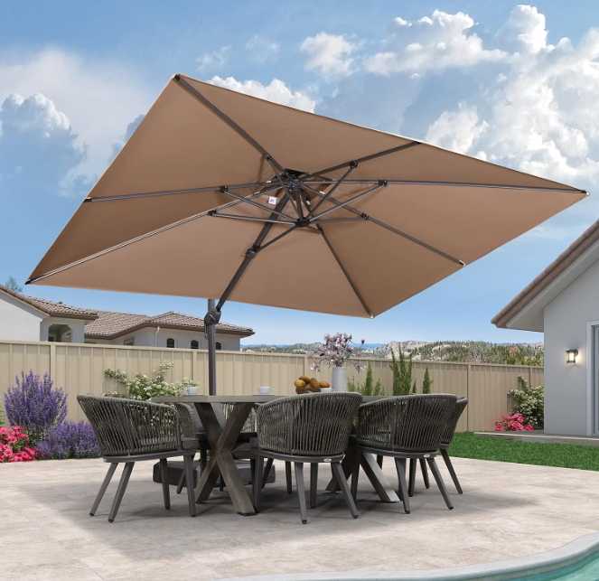 10x13FT Cantilever Outdoor Patio Umbrellas, Double Top Large Rectangle ...