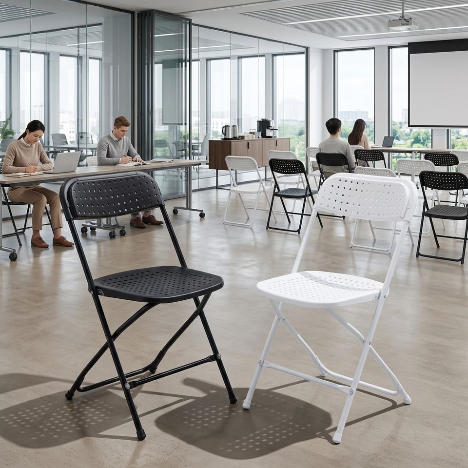 Space Saving Perforated Ergonomic Folding Office Chair for Home Office ...