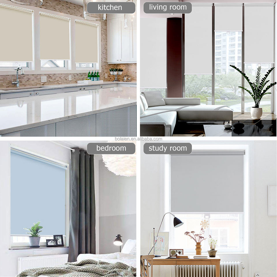 Modern Blackout Fabric Horizontal Blinds UV Protection Waterproof ...