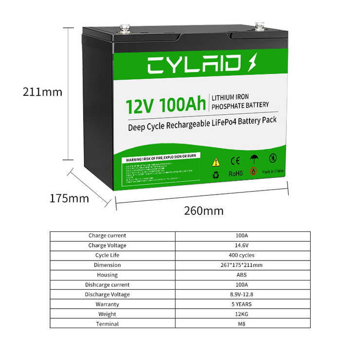 Cylaid Long Life Rechargeable Lifepo4 Battery Pack 12v