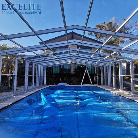 Free Standing Polycarbonate Retractable Pool Cover/ Large Swimming Pool ...