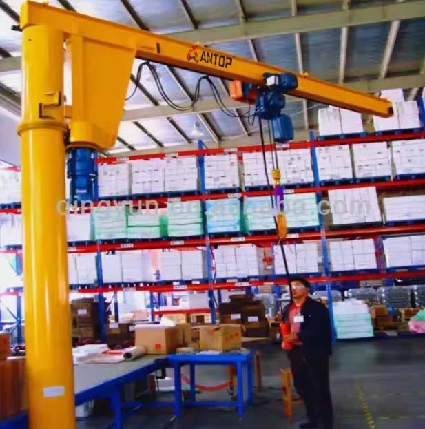 Portable Jib Crane 5T Motor Mobile Floor Standing Wheels 360 Swivel ...