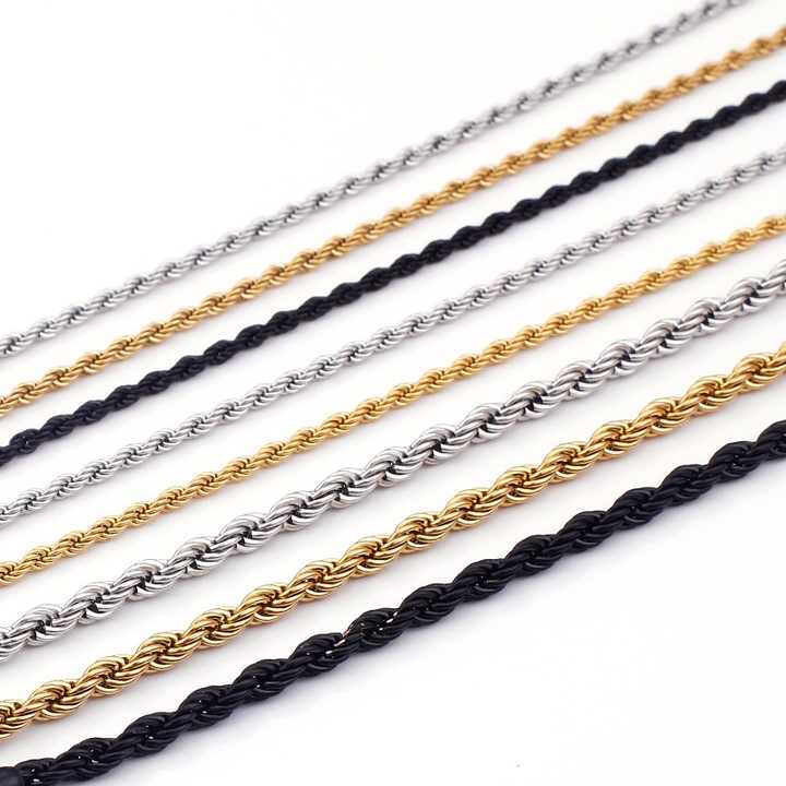 Rope Platinum Bulk 18k Gold Plated Stainless Steel Chain