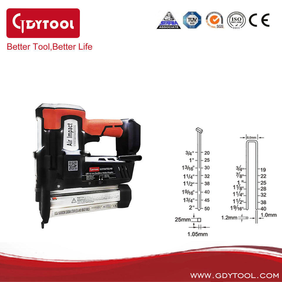 18V Cordless Nail Gun Stapler - 100 Nail Magazine Capacity