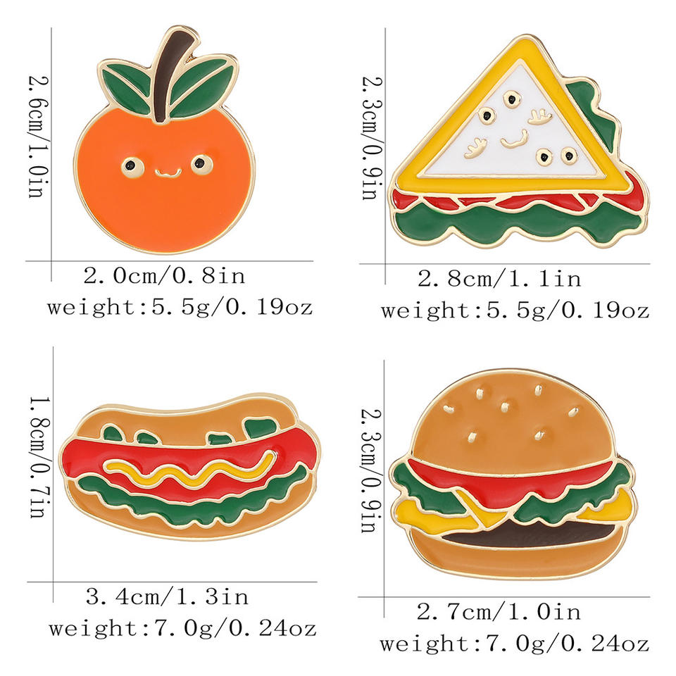 Factory Direct Cute Cartoon Ice Cream Hamburger Metal Brooch Lapel ...