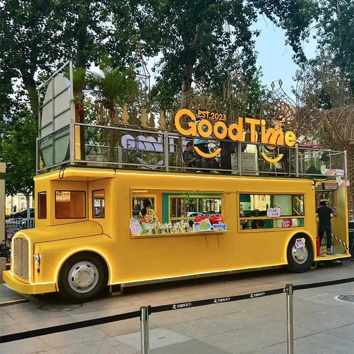 Double-Decker Bus Design Restaurant Fast Food Truck With Full Equipment ...