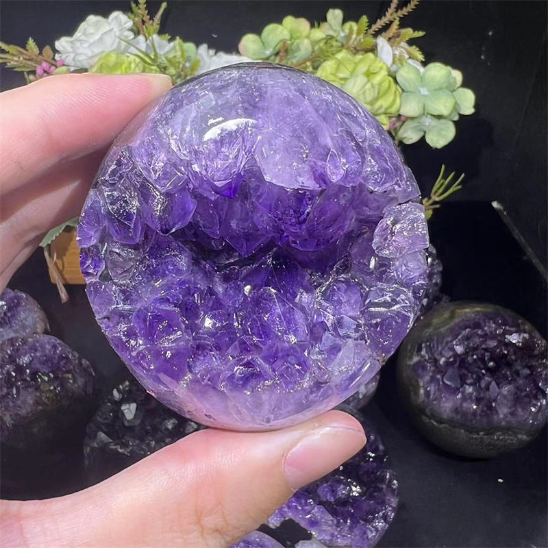 Wholesale Natural Open Smile Crystal Sphere Amethyst Cluster Ball for ...