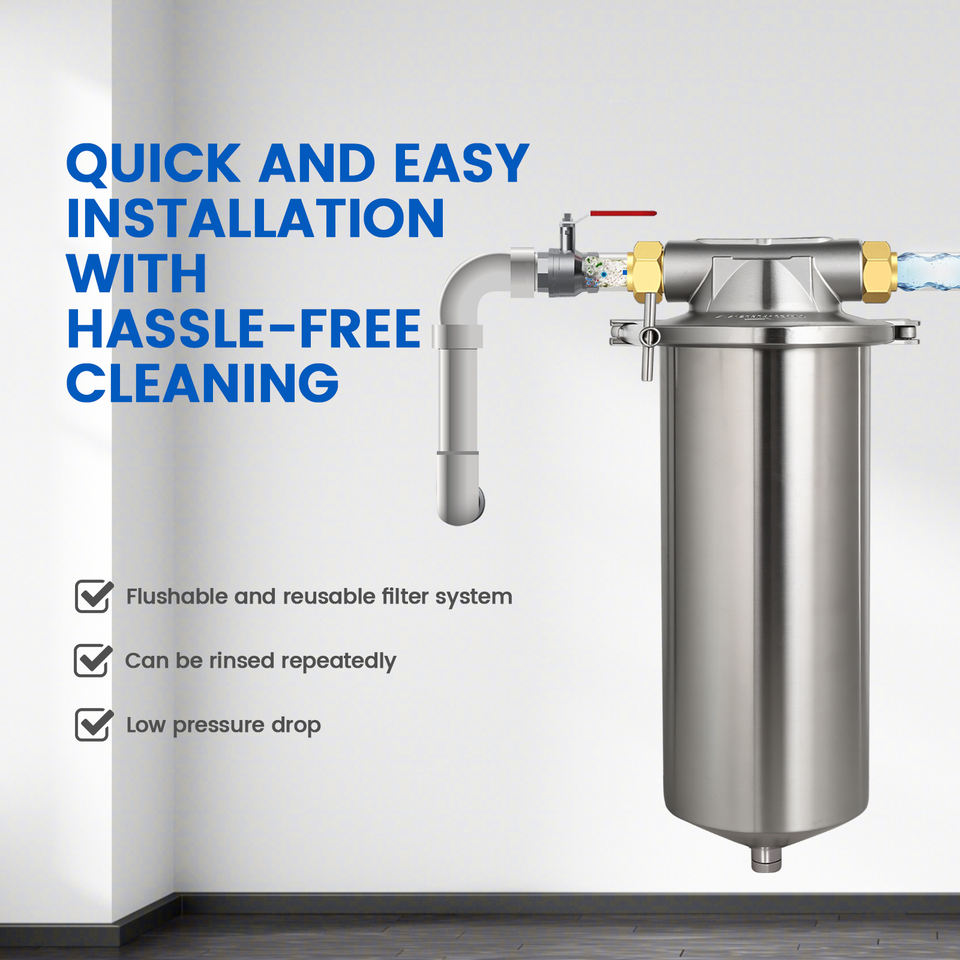 HONG HUI 10 Inch Manual Clamp Jumbo Size Filter Housing Clear Stainless ...