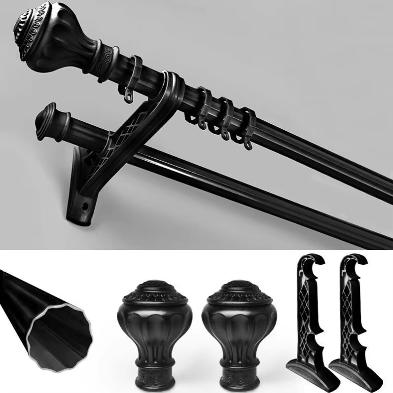 Roman Rod Curtain Pole Zinc Alloy Single/Double Rod Thickened Two ...