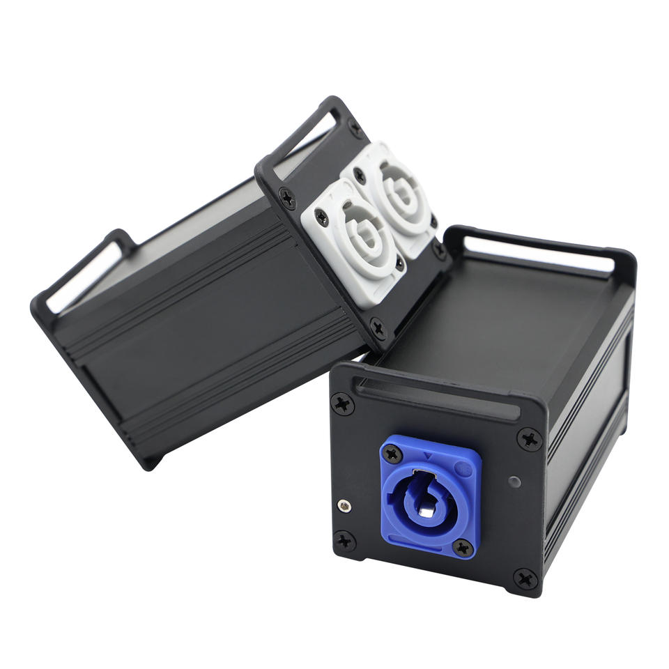 Metal Shell Blue Black 20A Powercon Socket for Stage Lighting