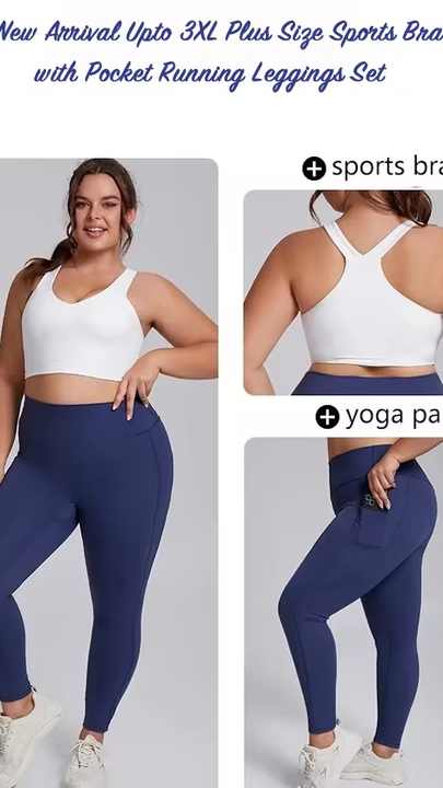 Wholesale Plus Size Racer Back Sports Bra with Pocket Leggings