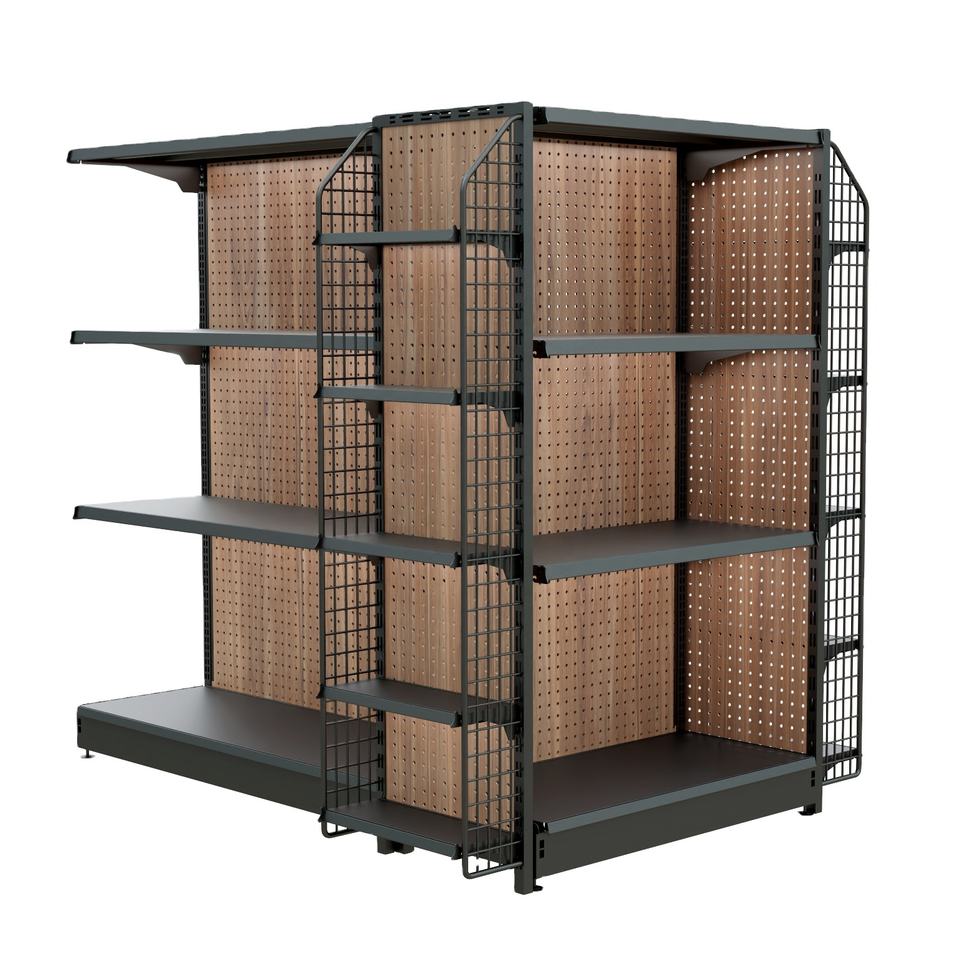 Highbright Metallic Double-Sided Heavy Duty Supermarket Rack Shelf with ...
