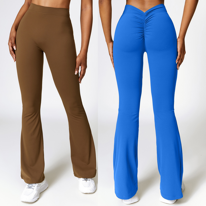 Custom Spandex High Waisted Bootcut Yoga Pants Scrunch Butt Lift Wide ...