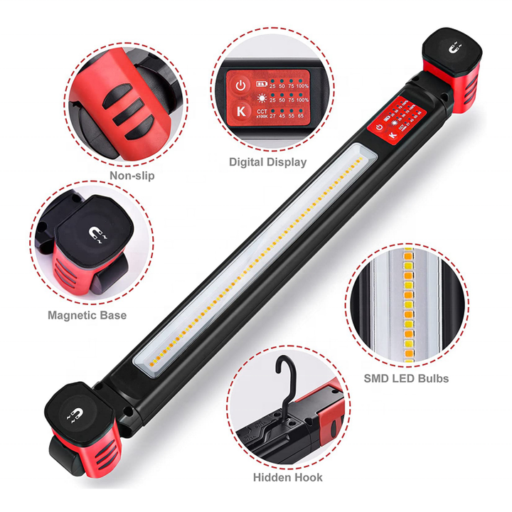 Magnetic LED Underhood Work Light with Hooks Type-c Rechargeable Super ...