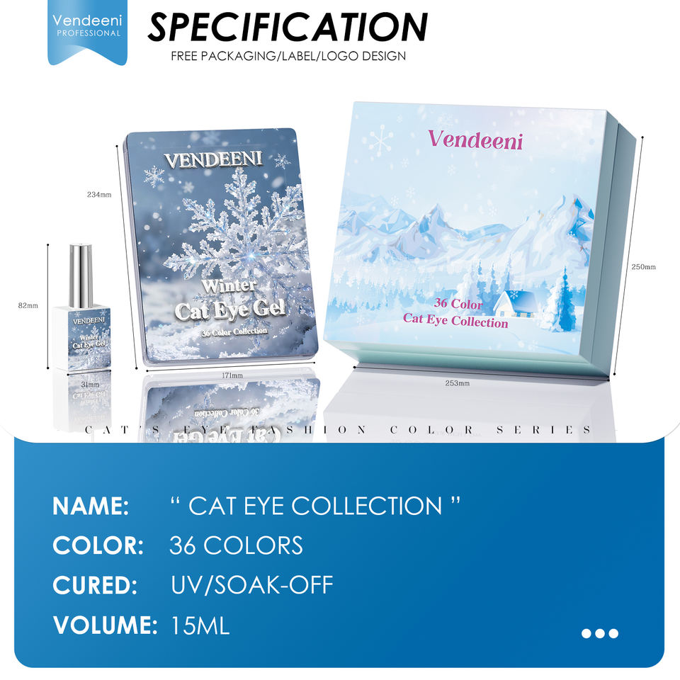 Vendeeni Newest Ice Tyndall Blue Cat Eye Gel Nail Polish Collection ...