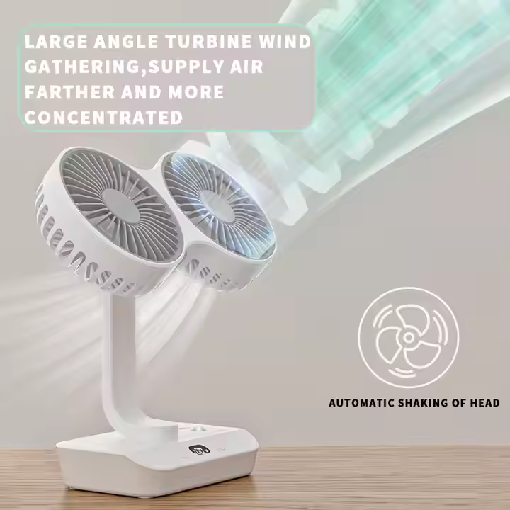 Dual Head Inflatable Camping Cooling Fan - 360° Rotation