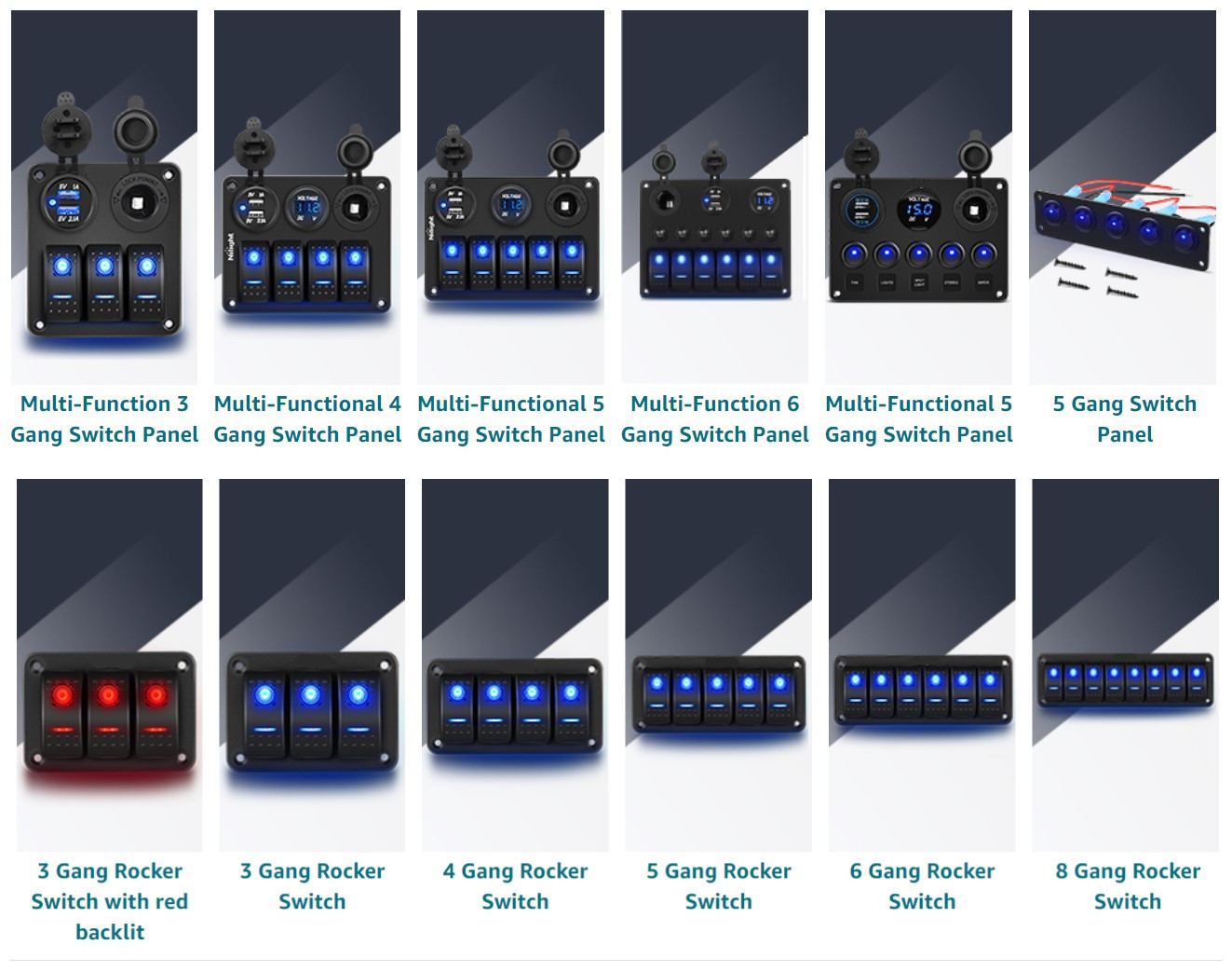 5 Gang Taiheng Rocker Switches 12v 3 Pin On Off Led Light Car Truck ...