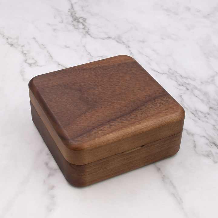 Blank Solid Walnut Wood Jewelry Box - Perfect Travel Gift