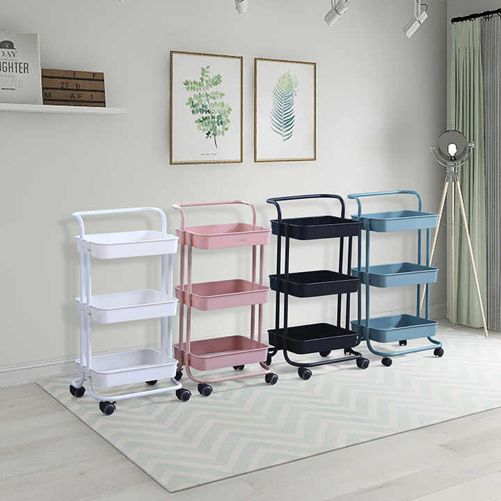 Multi-Storey Movable Floor Trolley Rack Kitchen Bathroom Bedroom Living ...