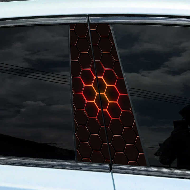 Customizable Car Window Pillar Stickers - Honeycomb Design