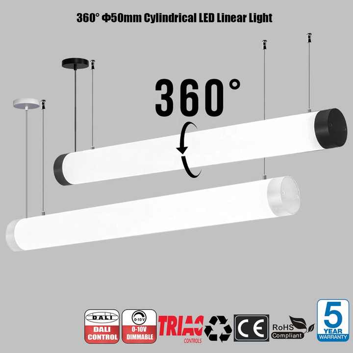50mm Diameter Round 360degree Cylindrical LED Linear Light