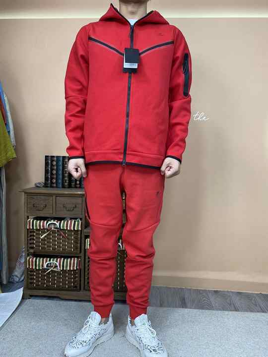 Custom Logo RED Men's Jogging Two Piece Set Suit Sportswear Casual ...